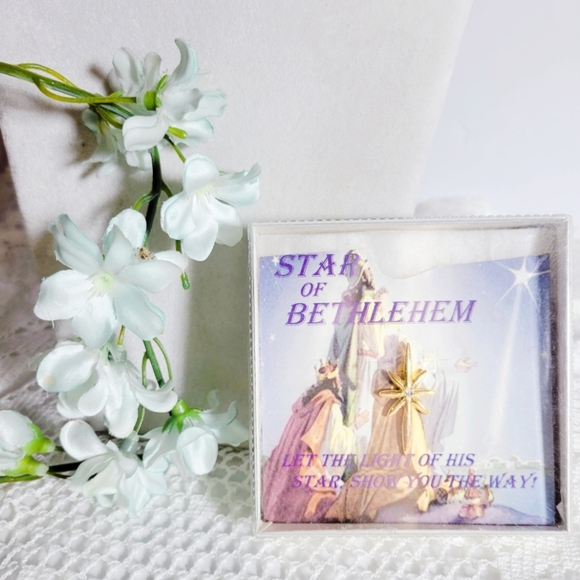 Jewelry | Vtg The Star Of Bethlehem Christmas Star Nativity Gold Lapel ...